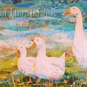 DUCK DUCK GOOSE Original Paper Collage Painting 12 X - Etsy