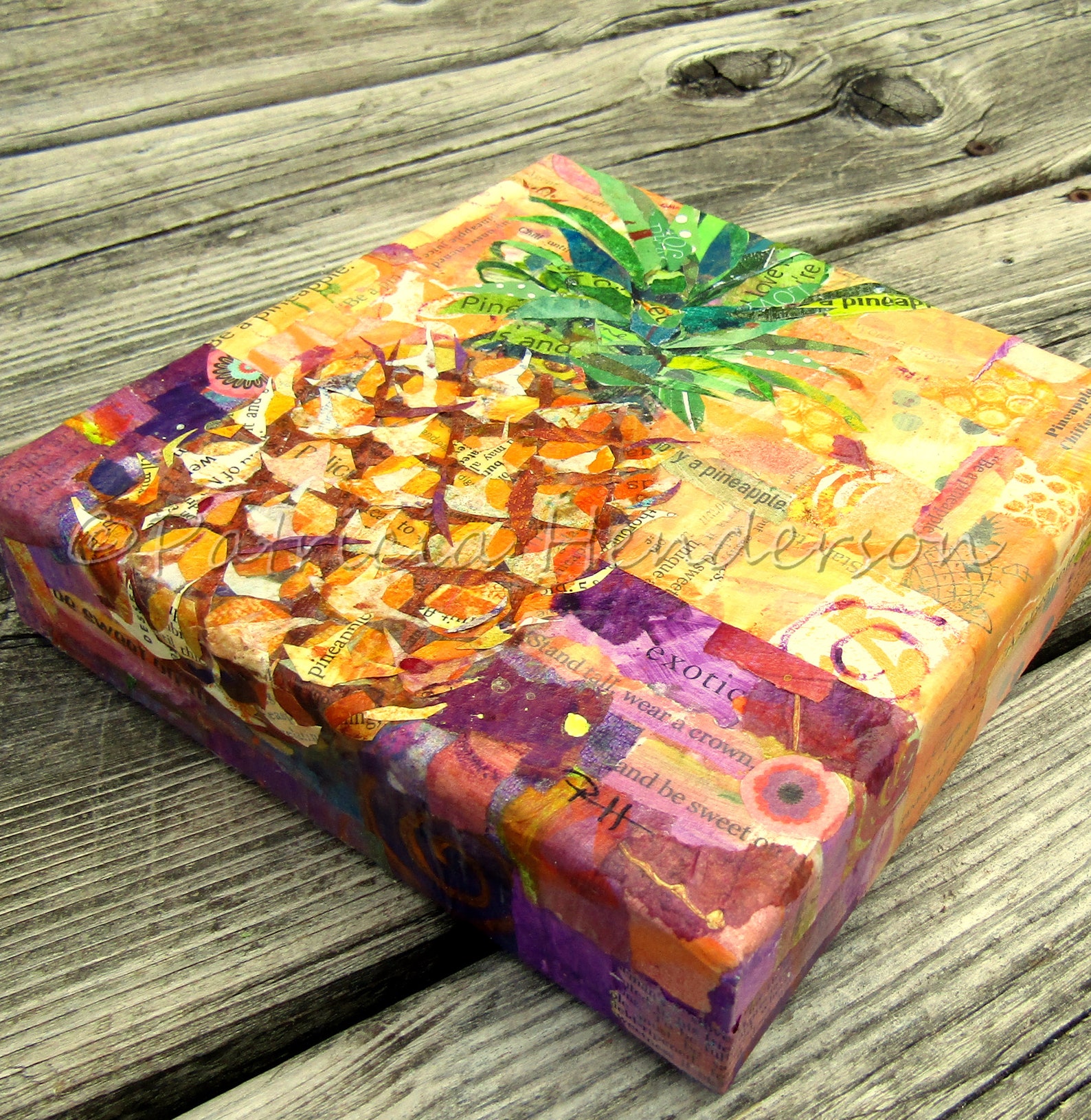 BE A PINEAPPLE Original Paper Collage Fruit Painting 6 X | Etsy