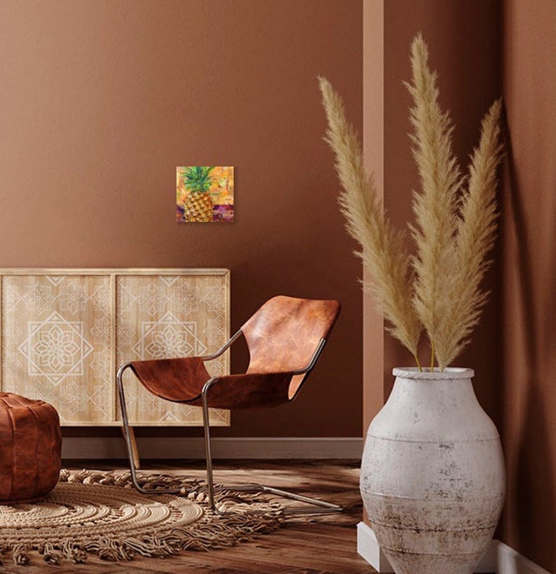 BE A PINEAPPLE Original Paper Collage Fruit Painting 6 X | Etsy