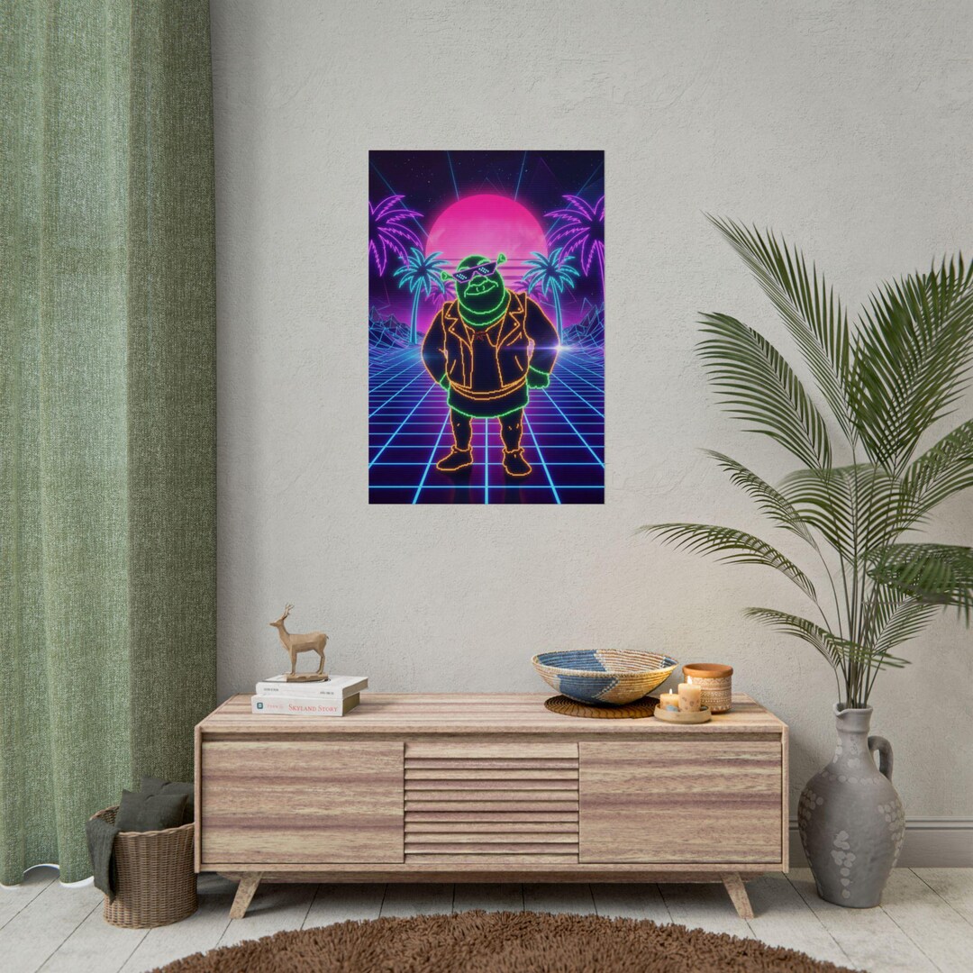 Neon Shrek | 1980s Synthwave Poster - Etsy Australia