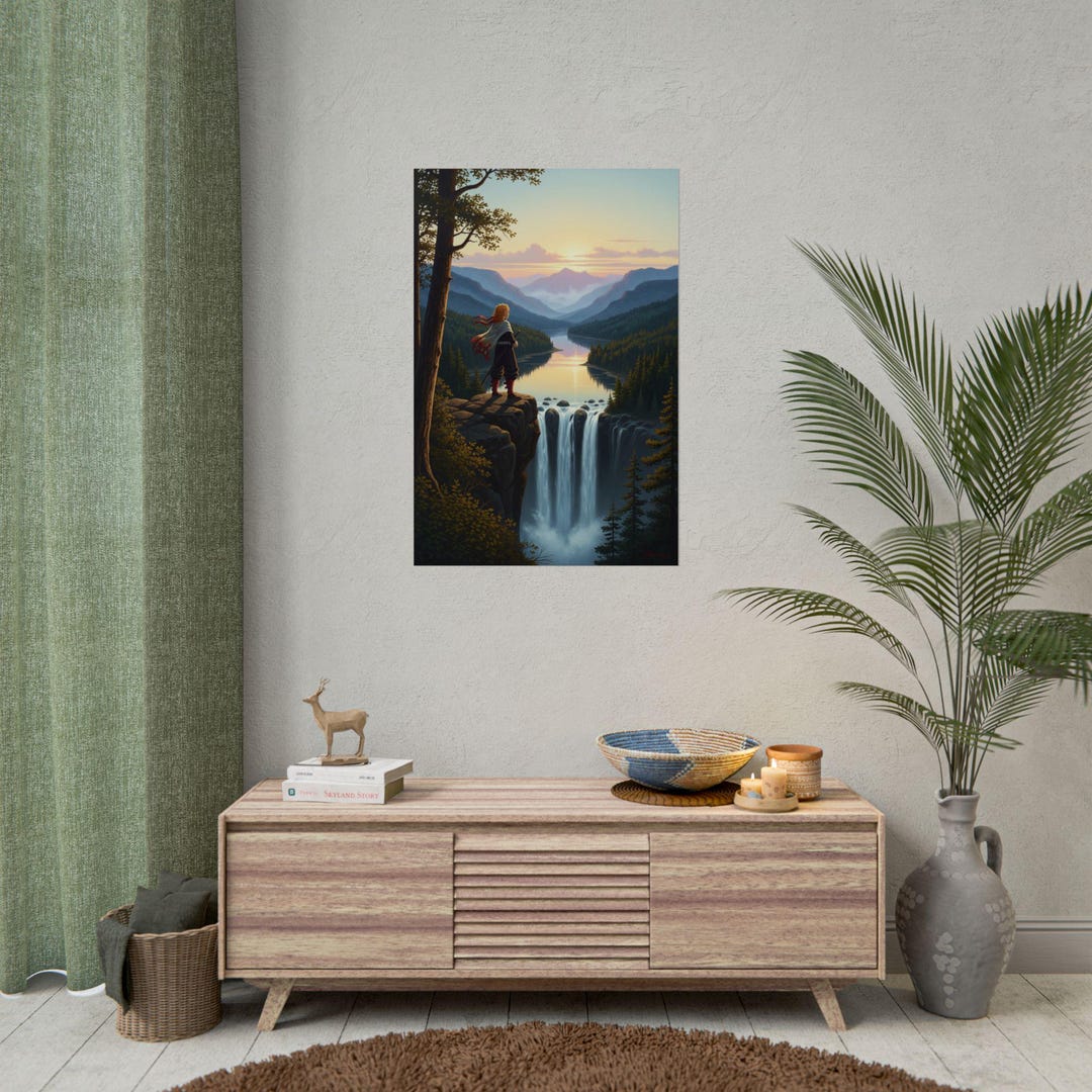 Kyojuro Rengoku Demon Slayer Poster | Flame Hashira Waterfall Landscape ...