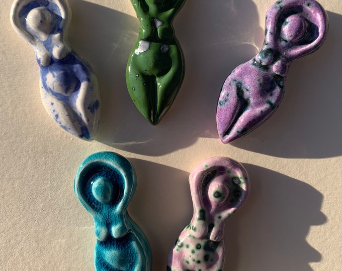 Earth Mother Goddess Glazed Ceramic Pagan Wicca Altar Fertility Amulet ...