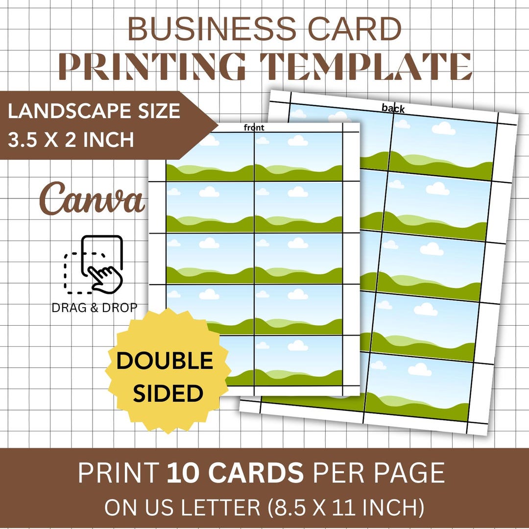Editable Landscape Business Card Template: Printable DIY Design (canva ...