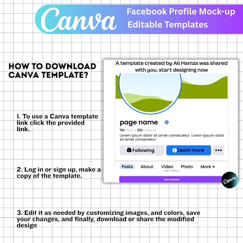 Facebook Page Canva Template Set: Profile, Post & Story Mockups ...
