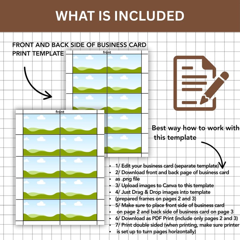 Editable Landscape Business Card Template: Printable DIY Design (canva ...