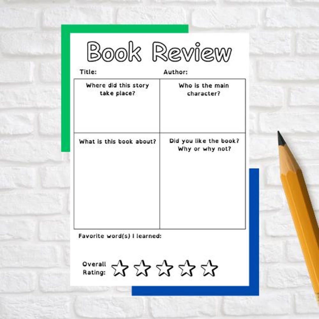 Kids Book Review Sheet, Book Rating, Kids Reading Printout, Kids ...