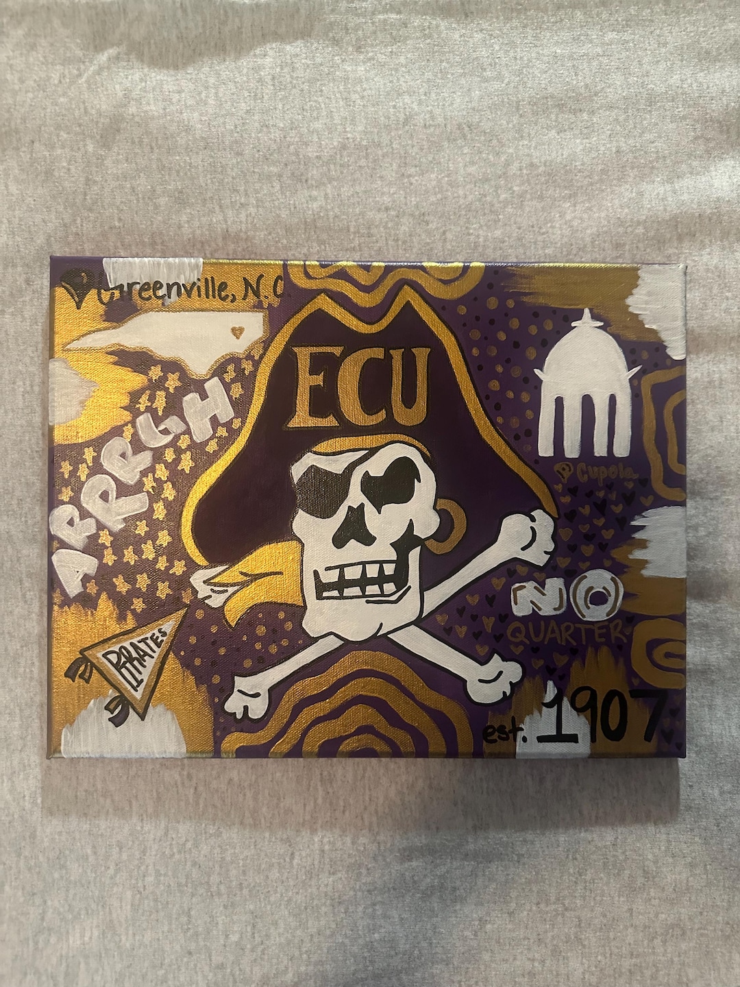Hand-painted ECU Canvas Art: East Carolina University Dorm Decor - Etsy