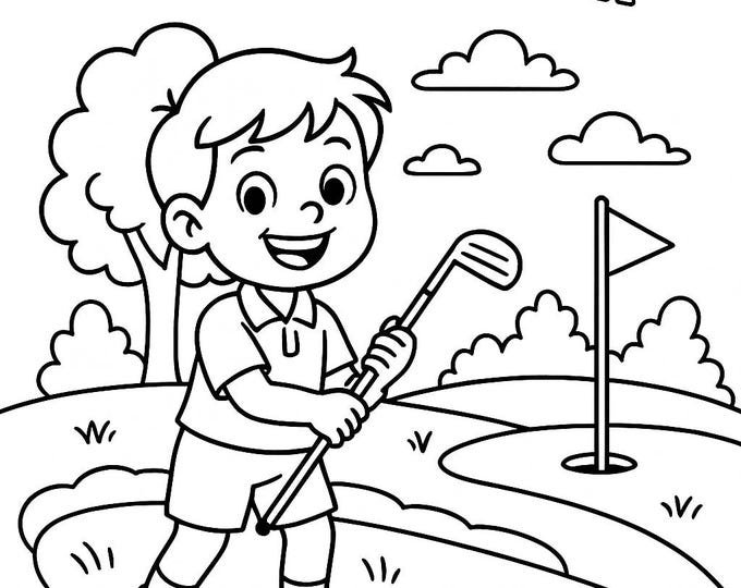Printable Cute Golf Coloring Pages for Kids & Adults | 25 Pages ...