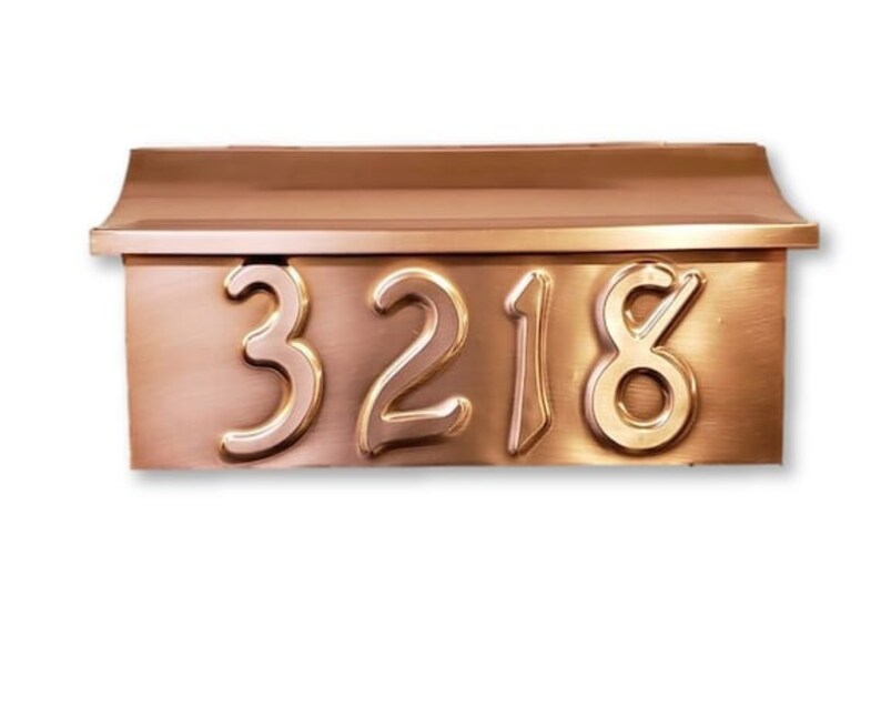 Flash Mount Copper Mailbox Patina Copper Mailbox House Numbers | Etsy