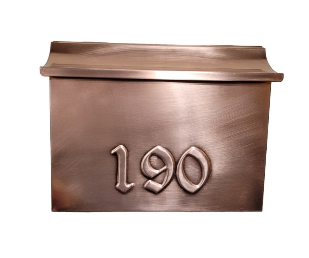 Large Copper Mailbox With Embossed House Numbers Solid Copper - Etsy