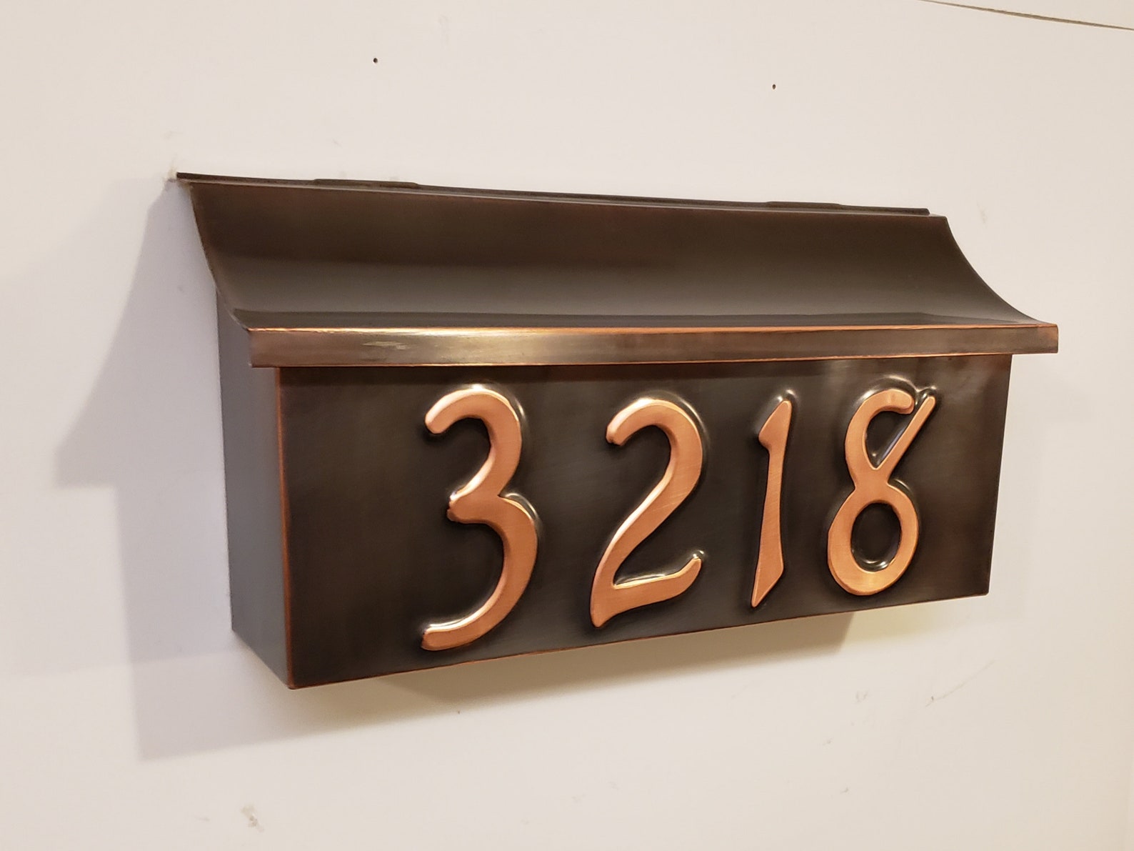Patina Copper Mailbox With Embossed House Numbers - Etsy