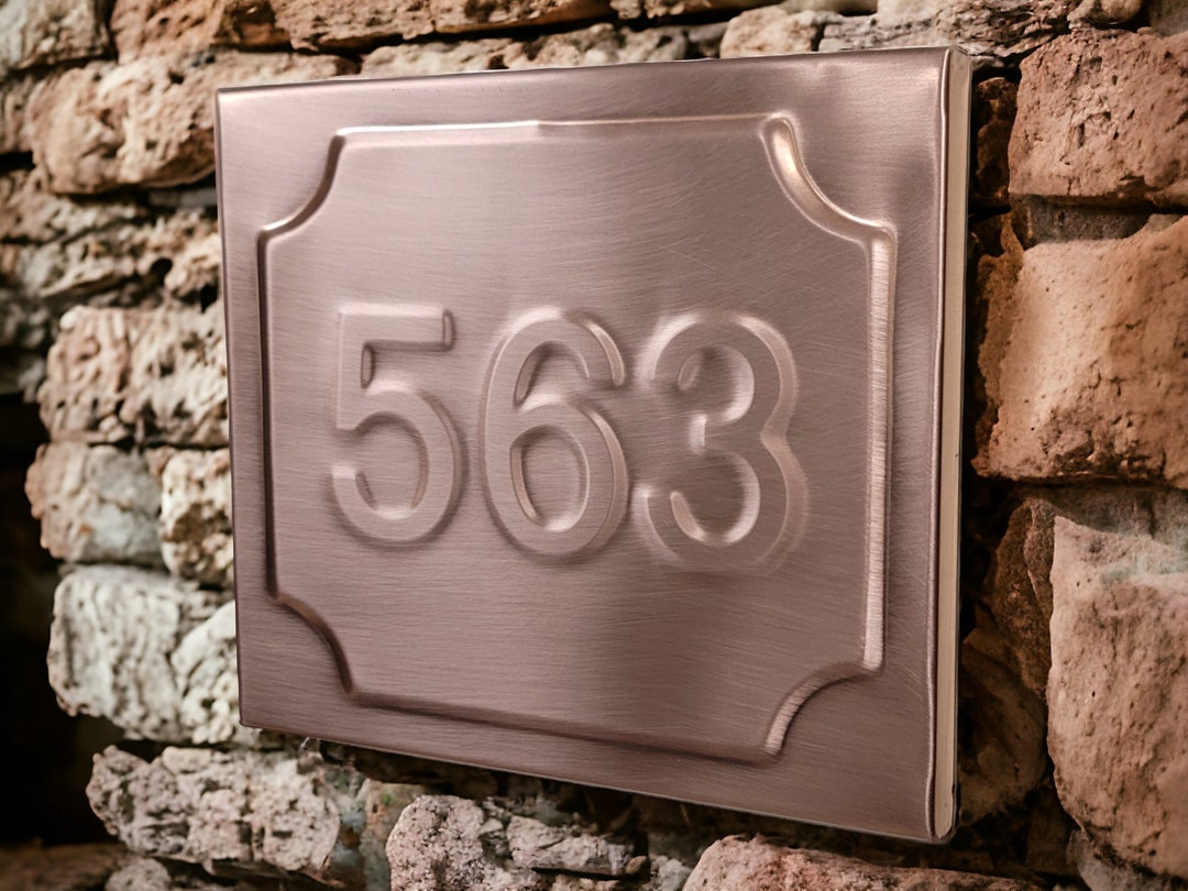 Real Brushed Unlacquered Copper Address Plaque, House Numbers, Copper ...