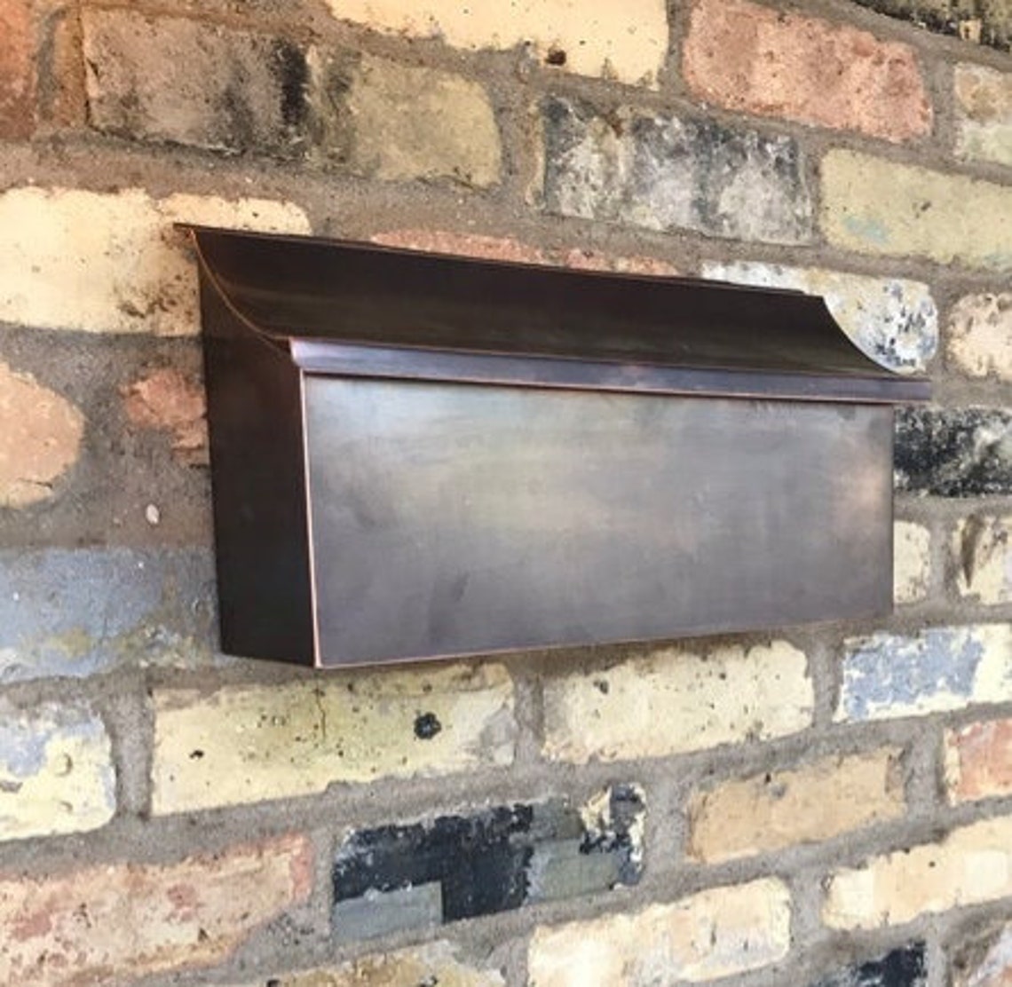 Flash Mount Copper Mailbox Patina Copper Mailbox House Numbers - Etsy