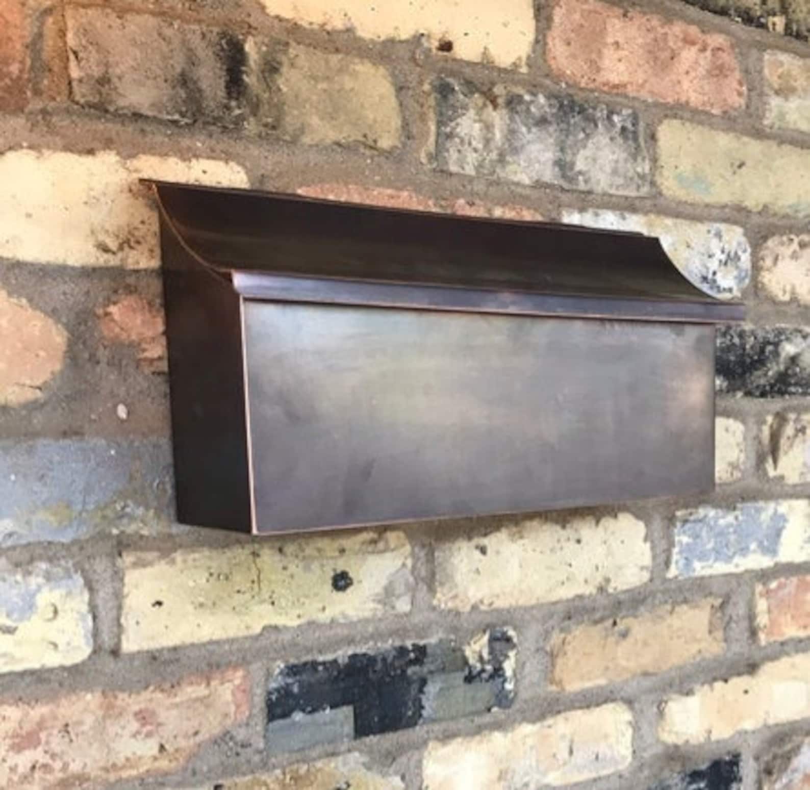 Flash Mount Copper Mailbox Patina Copper Mailbox House Numbers - Etsy