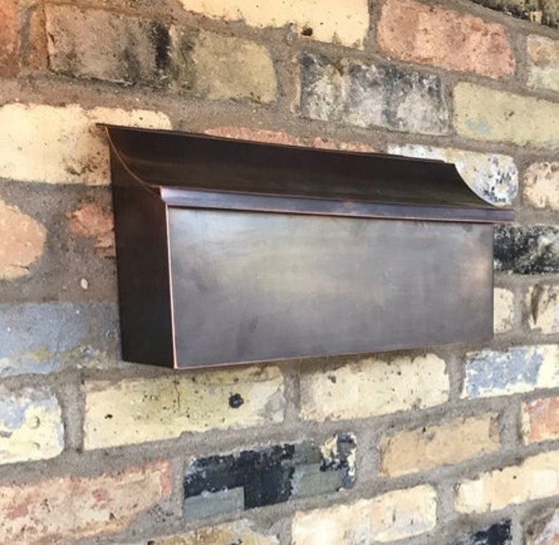 Flash Mount Copper Mailbox Patina Copper Mailbox House Numbers Solid ...