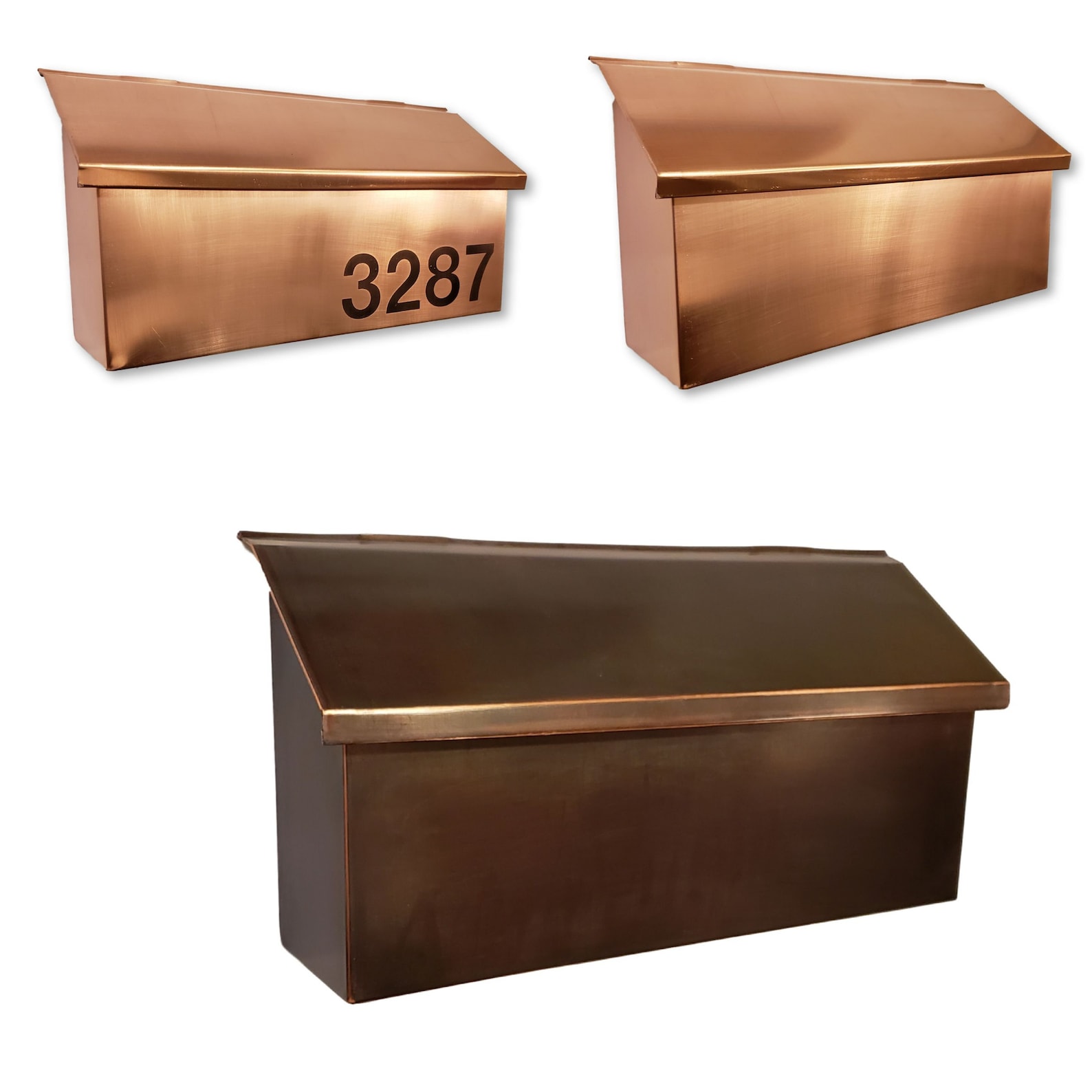 Wall Mount Copper Mailbox Patina Copper Mailbox House Numbers - Etsy