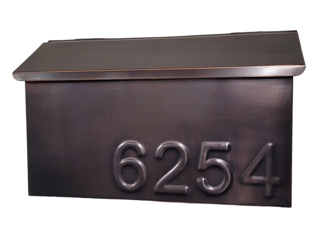 Patina Copper Mailbox With Embossed Numbers, Wall Mount - Etsy
