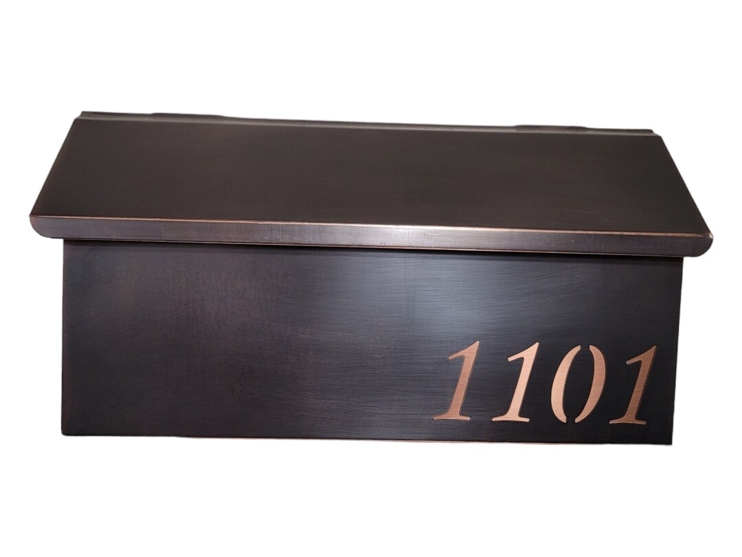 Wall Mount Copper Mailbox Patina Copper Mailbox House Numbers Solid ...
