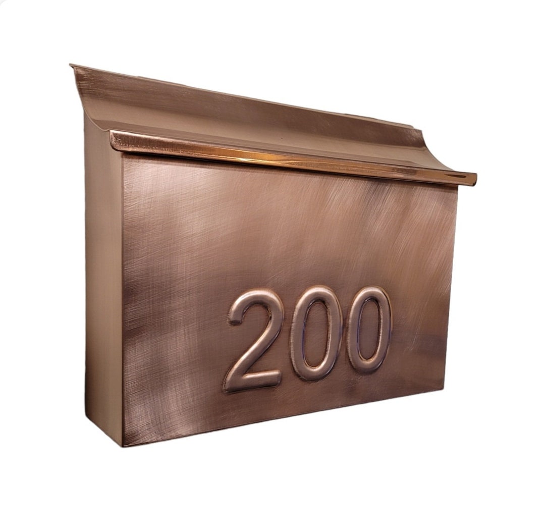 Large Copper Mailbox With Embossed House Numbers Solid Copper Hand Made ...