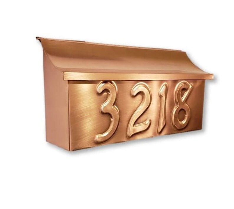 Flash Mount Copper Mailbox Patina Copper Mailbox House Numbers - Etsy