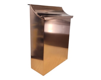 Large Flush Mount Copper Mailbox Wall Mount Mailbox Solid Copper Hand ...