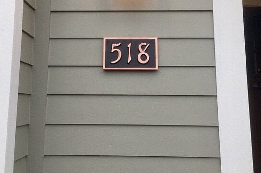 Real Patina Copper Address Plaque, House Numbers, Copper House Numbers ...