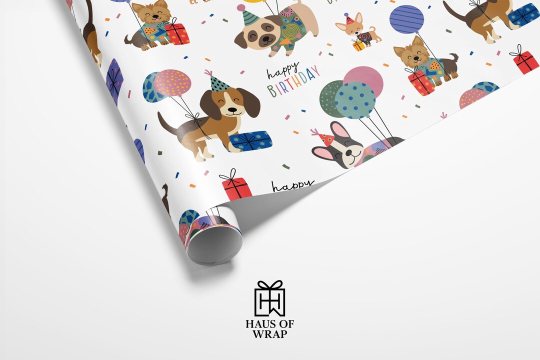 Birthday Dog Wrapping Paper, Pet Party Gift Wrap - Etsy