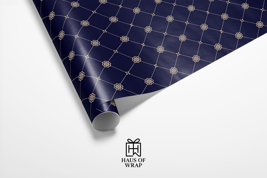 Navy Blue Gift Wrap – Gold Emblems, Luxury Wrapping Paper - Etsy