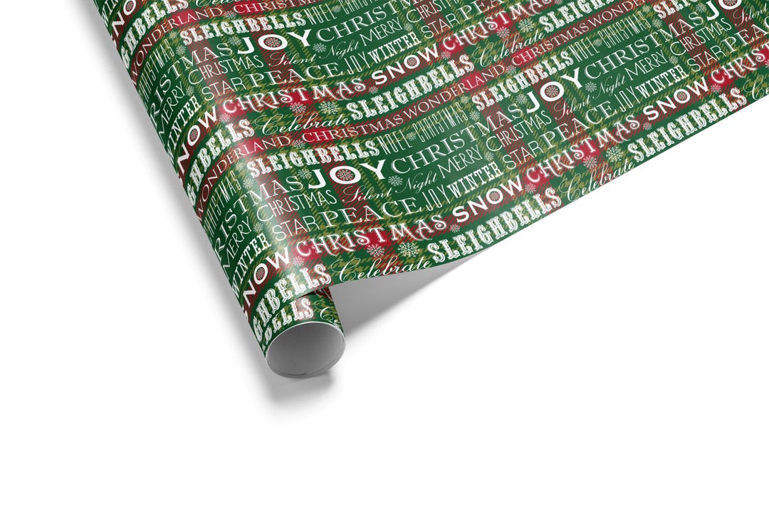 Typographic Christmas Gift Wrap, Elegant Holiday Wrapping Paper ...