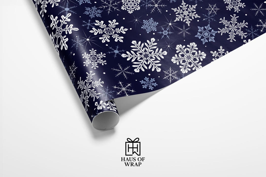 Blue Snowflake Wrapping Paper | Elegant Winter Gift Wrap - Etsy