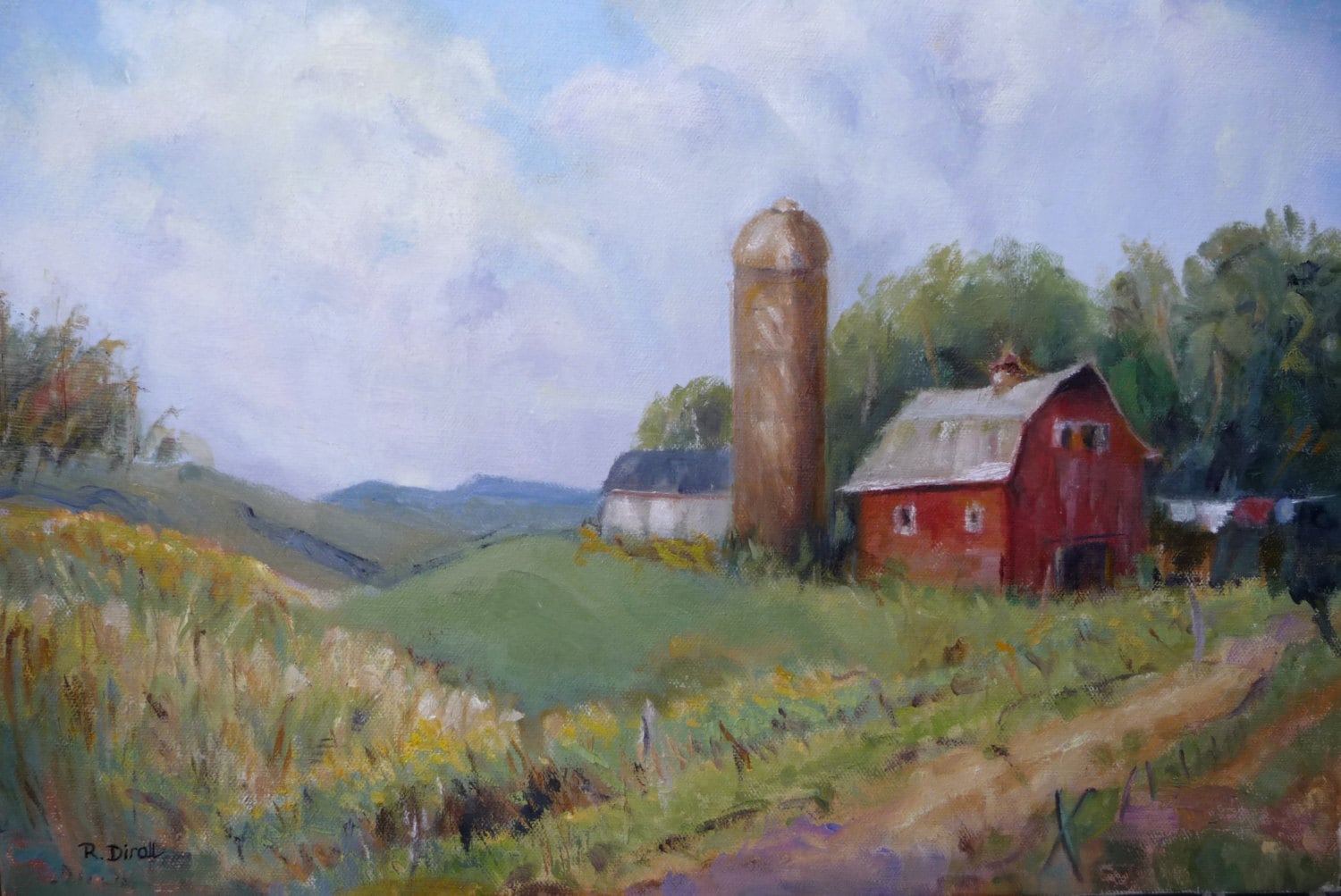 Wisconsin Landscape Red Barn Original Oil Painting Rural Scene Red ...