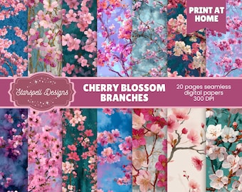 Sakura Digital Paper Kit | Cherry Blossom Seamless Patterns ...