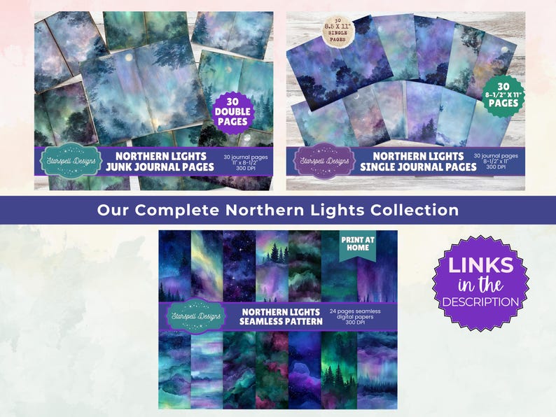 Northern Lights Digital Paper | Seamless Aurora Borealis Printable ...