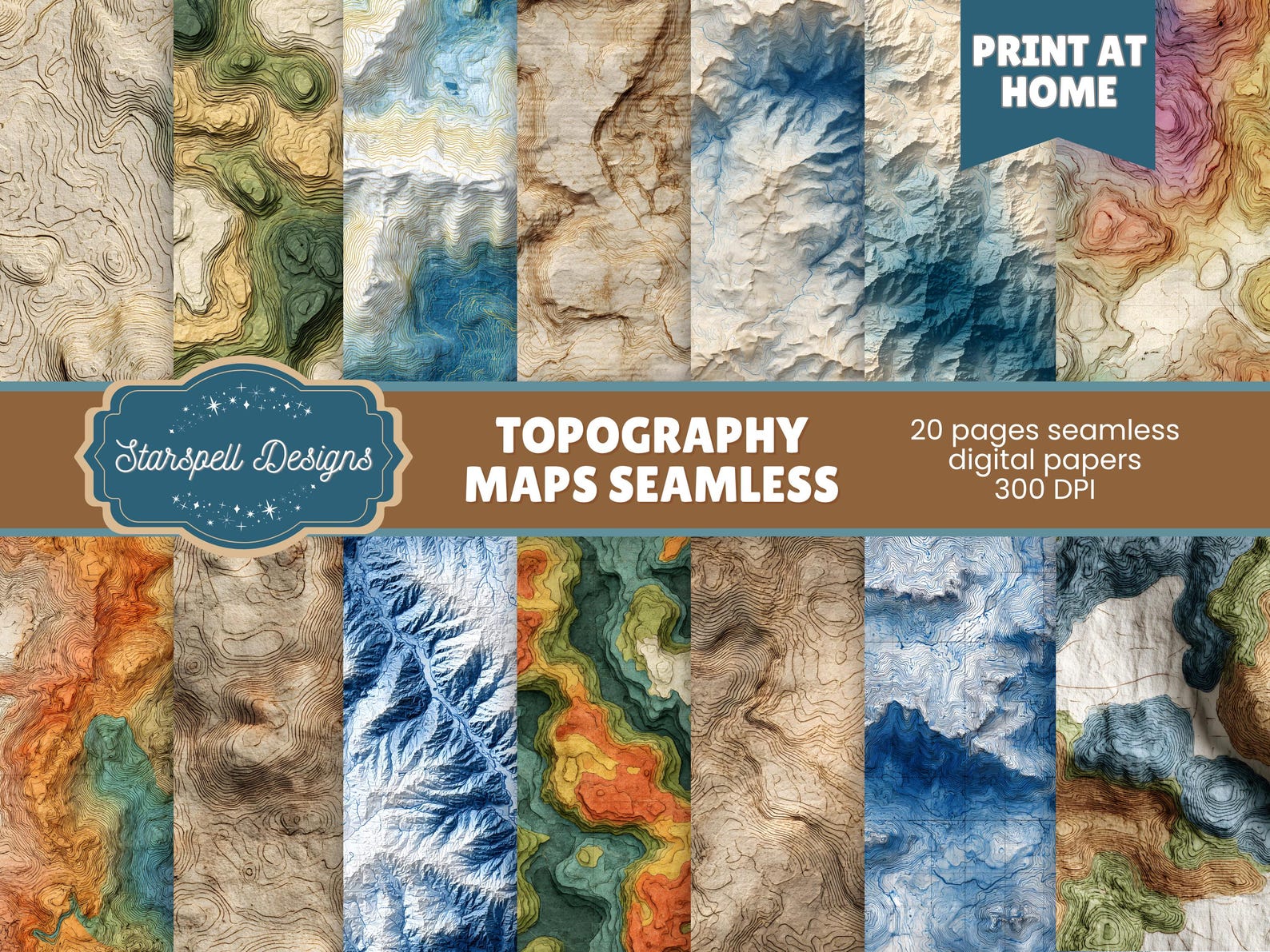 Line Art Topography Maps on Parchment Seamless Design for Urban Design ...