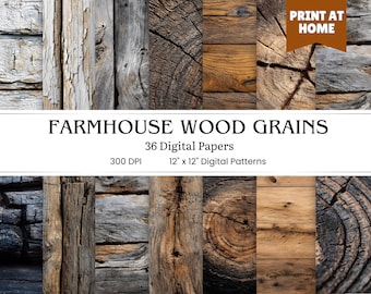 Farmhouse Wood Grain Textures Digital Papers | 36 Wood Backgrounds for ...