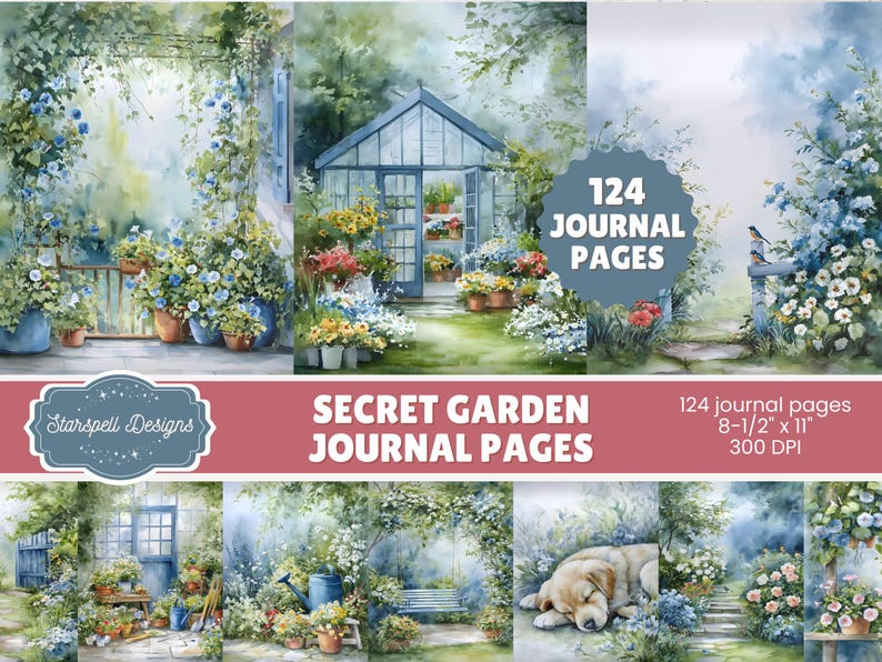 Secret Garden Junk Journal Pages | 124 Charming Floral Printable Papers ...