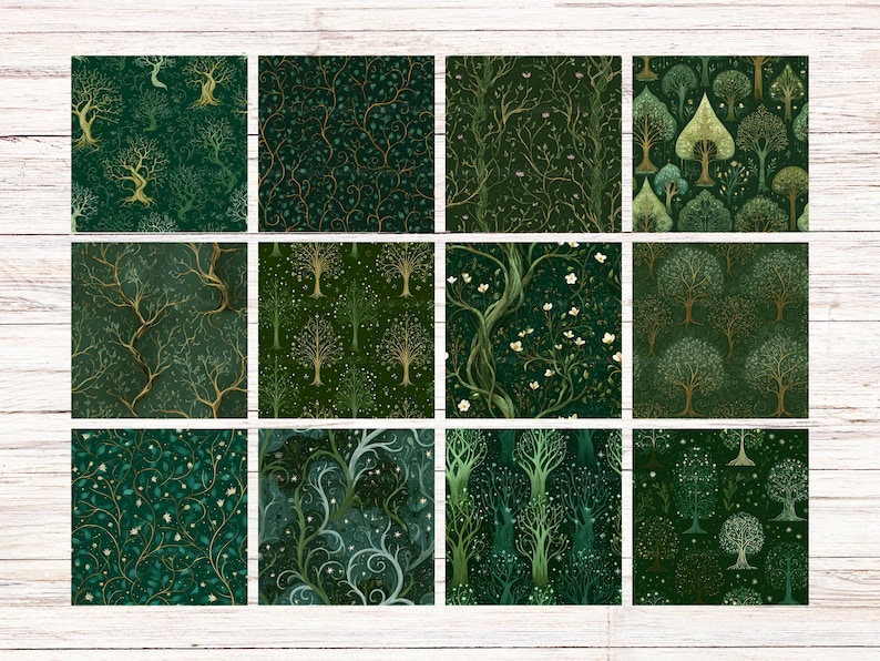 Elven Forest Seamless Patterns | 24 Elvish Fantasy Woodland Digital ...