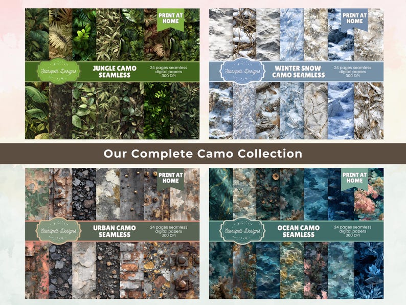 Desert Camo Seamless Patterns | 24 Arid Terrain Camouflage Digital ...