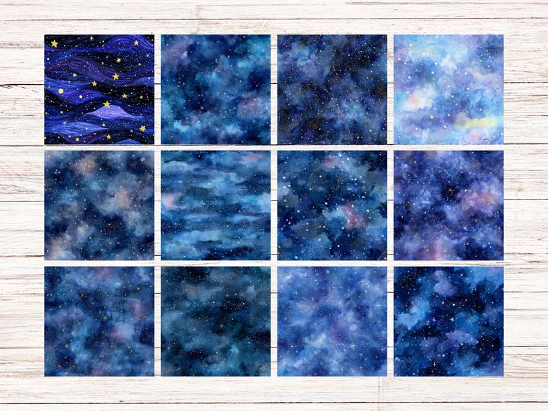 Starry Night Sky Digital Papers | Celestial Seamless Backgrounds for ...