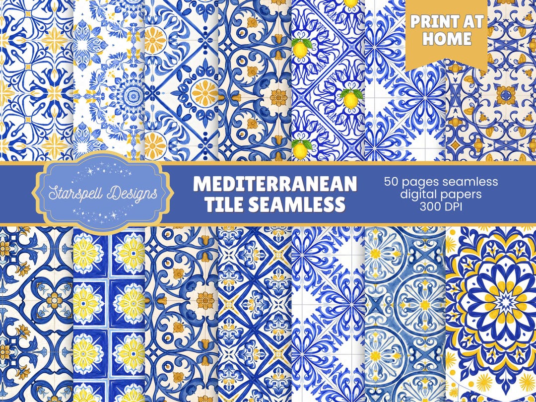 Mediterranean Tiles Digital Paper Pack, Seamless Tuscany Backgrounds ...