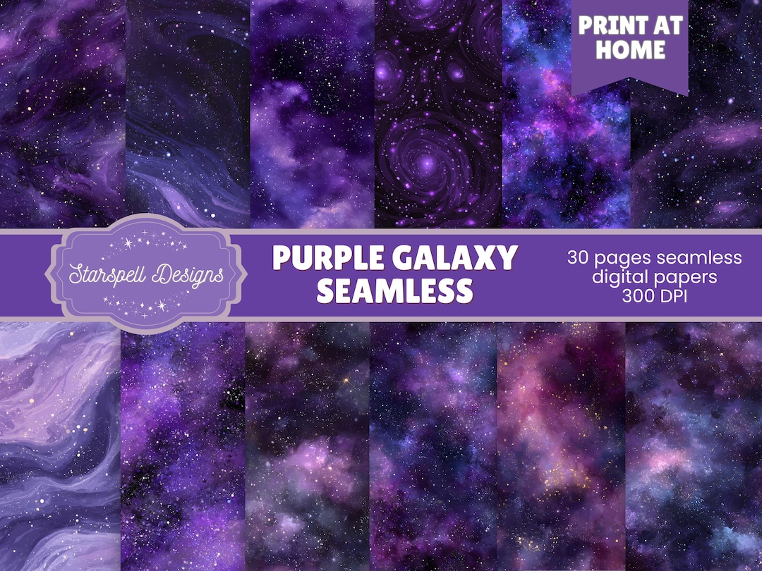 Purple Galaxy Seamless Patterns | 30 Cosmic Space Digital Papers ...