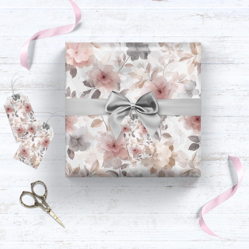 Soft Pink Florals Seamless Pattern | Blush Neutral Floral Digital Paper ...