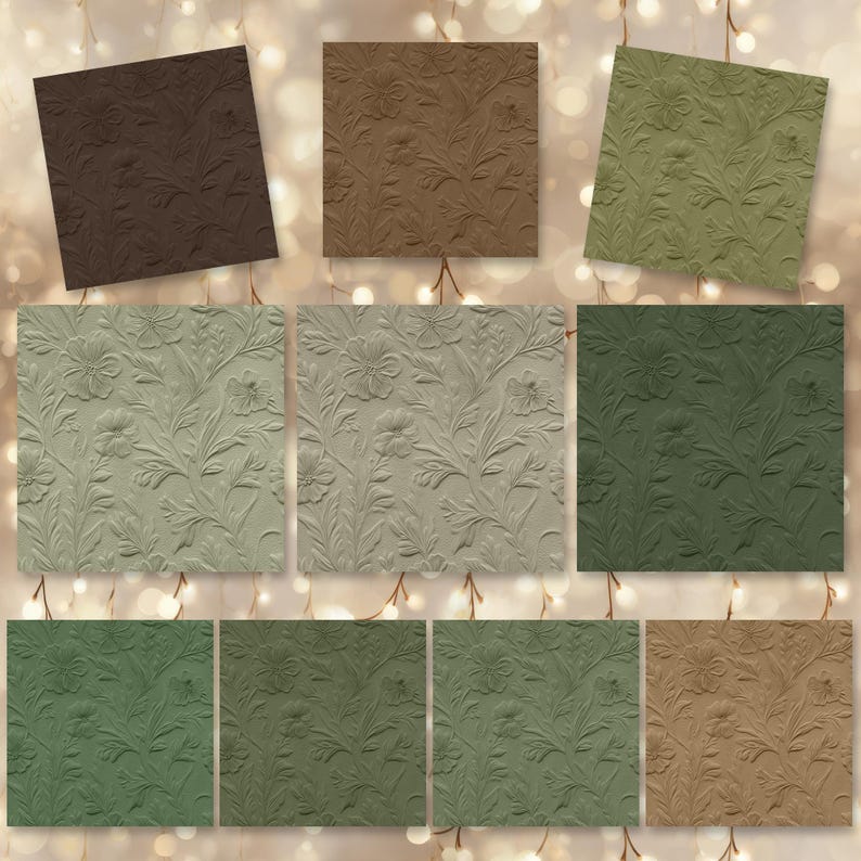 Camouflage Embosssed Floral Seamless Pattern Bundle, Embossed Botanical ...