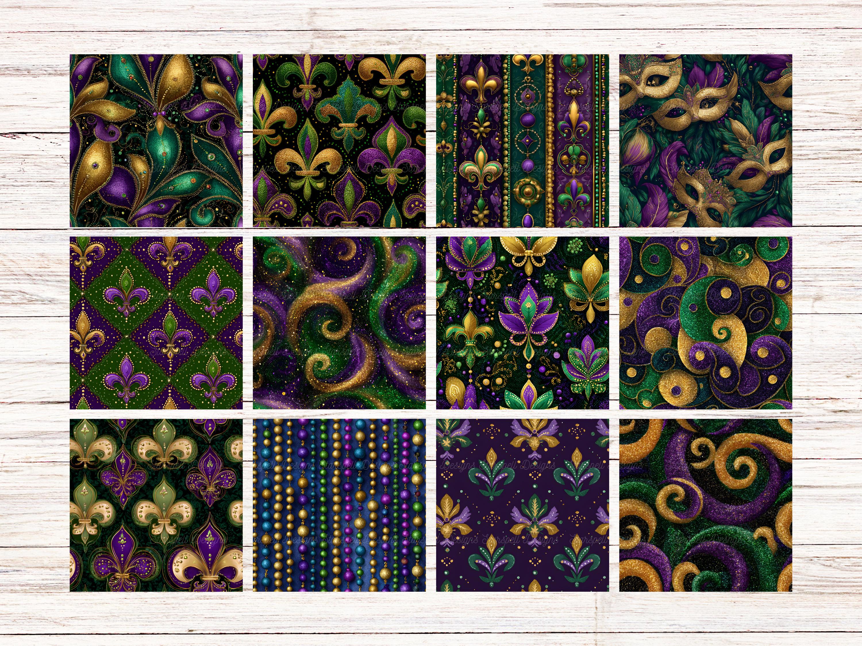 Mardi Gras Seamless Digital Paper Pack | 24 Festive Carnival Patterns ...