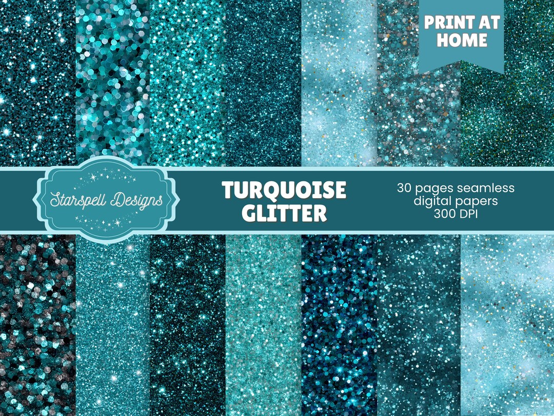 Turquoise Glitter Seamless Patterns | 32 Sparkling Teal Digital Papers ...