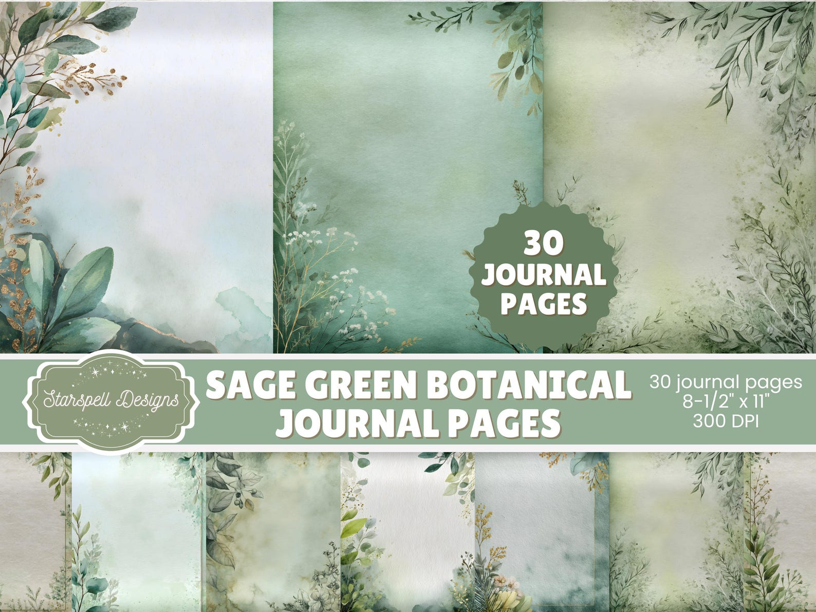 Sage Green Botanical Journal Pages | 30 Nature-inspired Printable ...