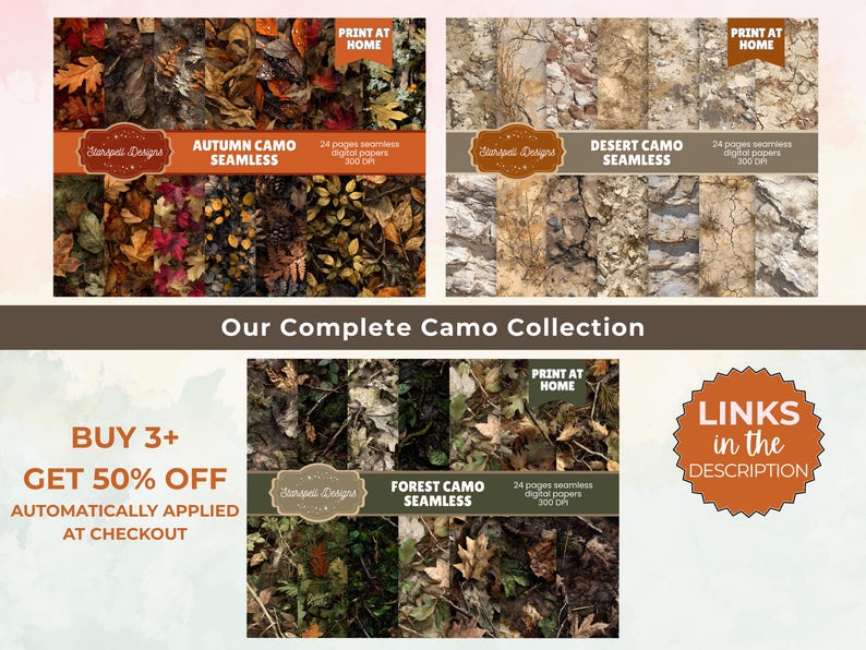 Desert Camo Seamless Patterns | 24 Arid Terrain Camouflage Digital ...