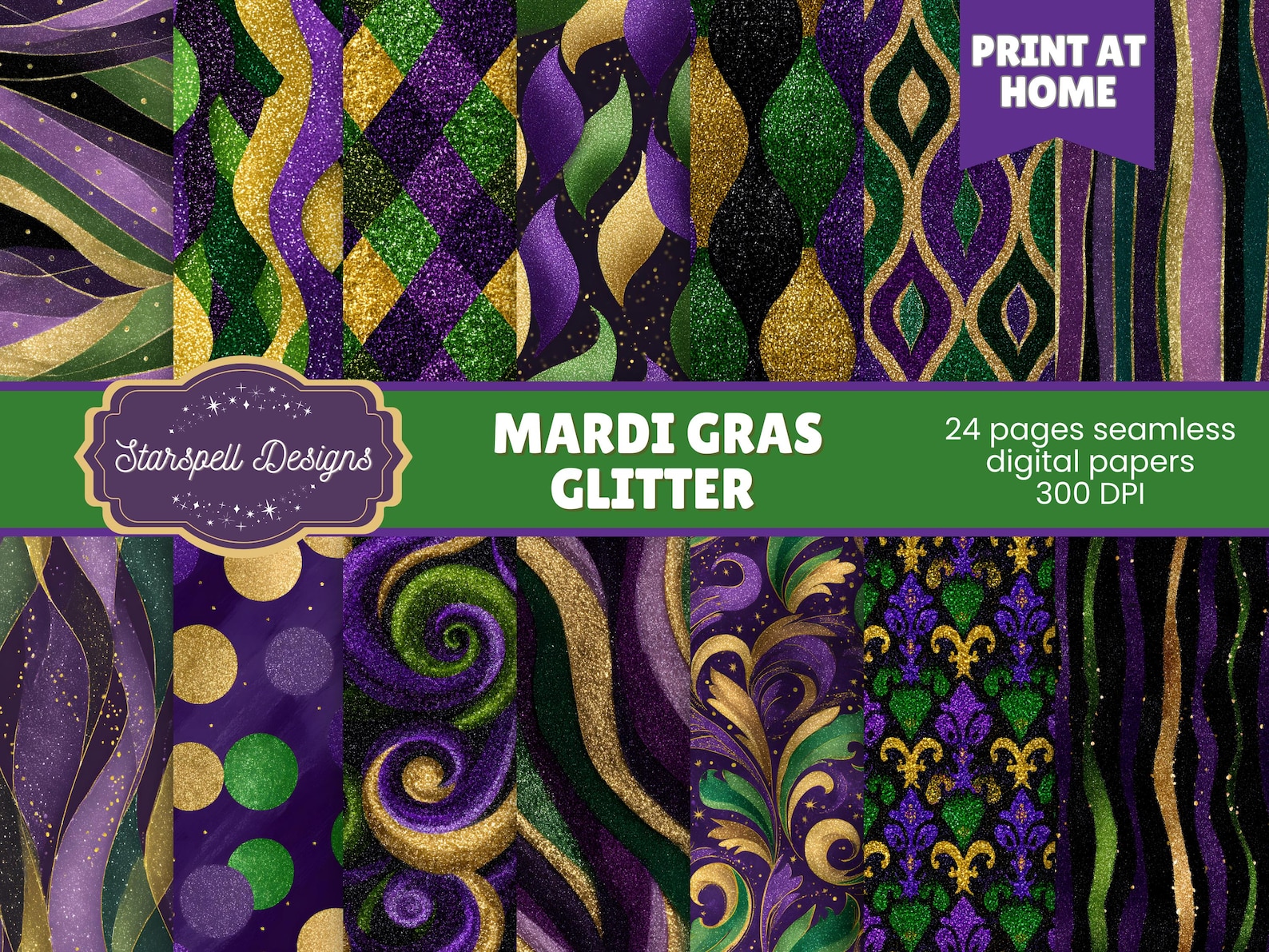 Mardi Gras Seamless Digital Paper Pack | 24 Festive Carnival Patterns ...