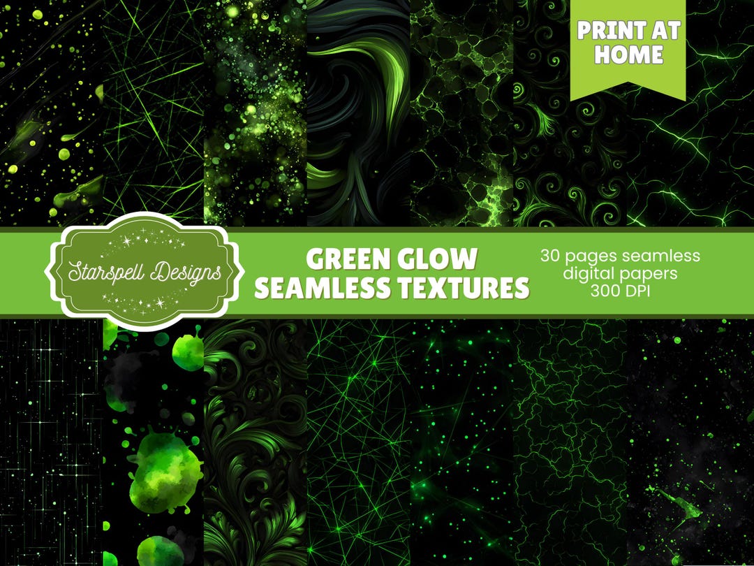 Shades of Green Digital Paper | Neon Glow Textures, Seamless Patterns ...
