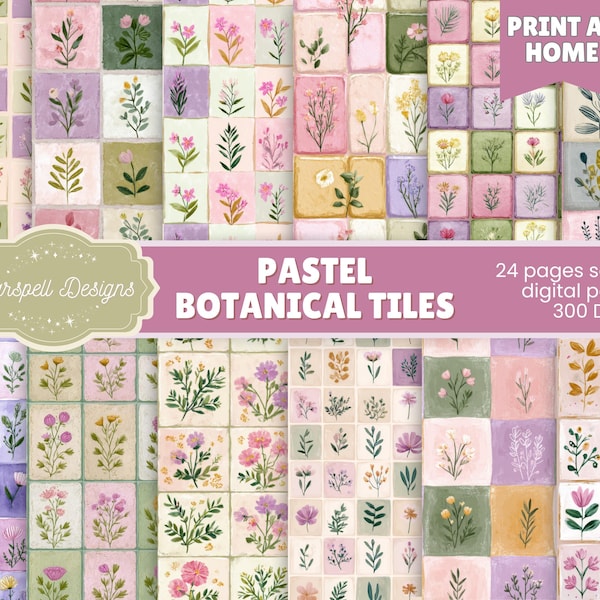 Botanical Tile - Etsy